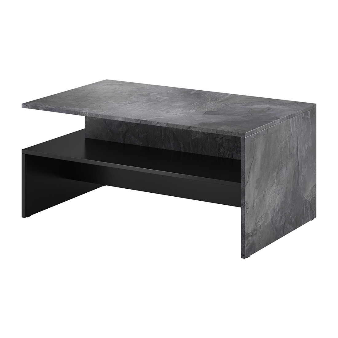 Table basse design RAMOS – Gris effet ardoise et noir – Plateau ...