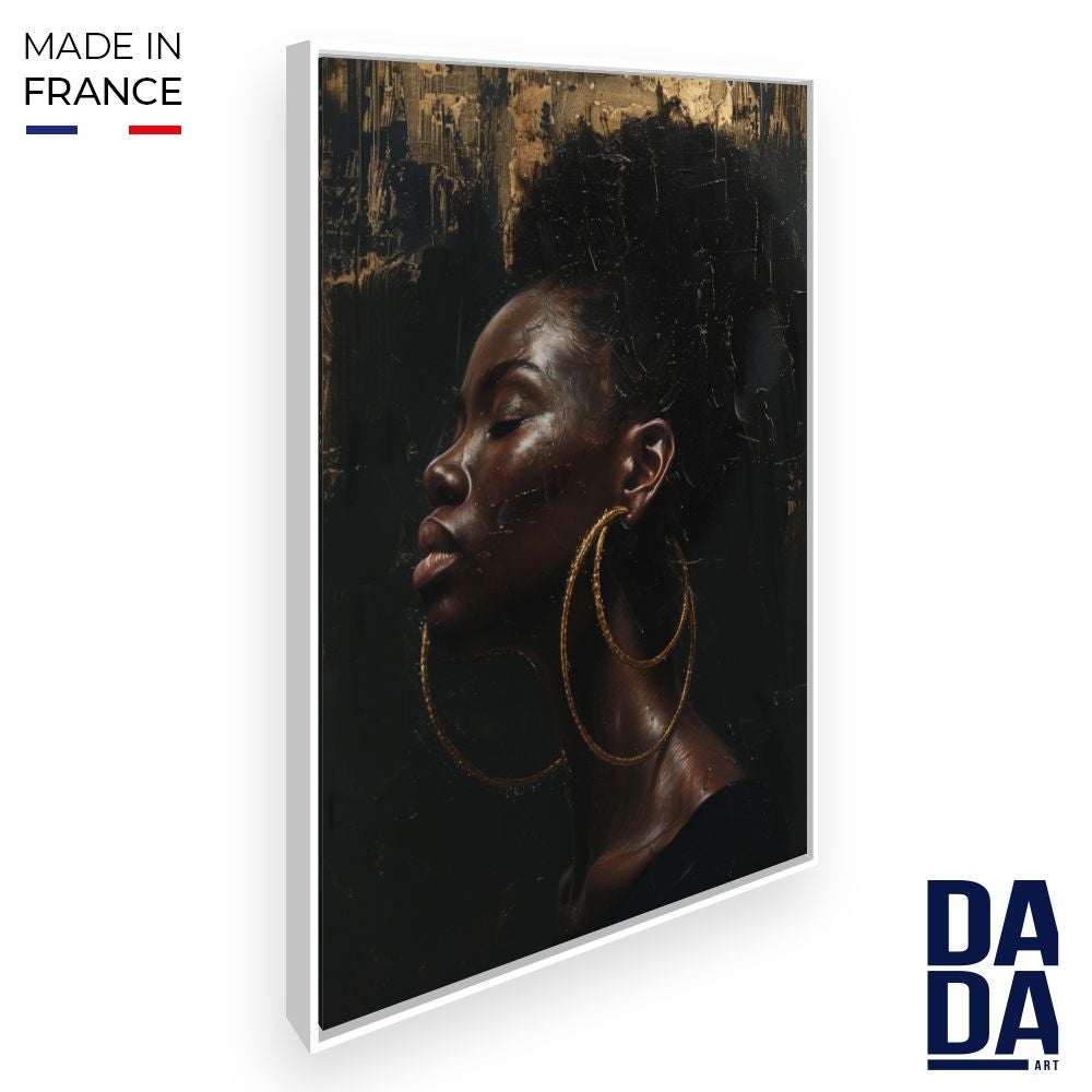 Toile encadrée Élégance dorée / 72x108cm / Cadre Blanc / Fabriqué en ...