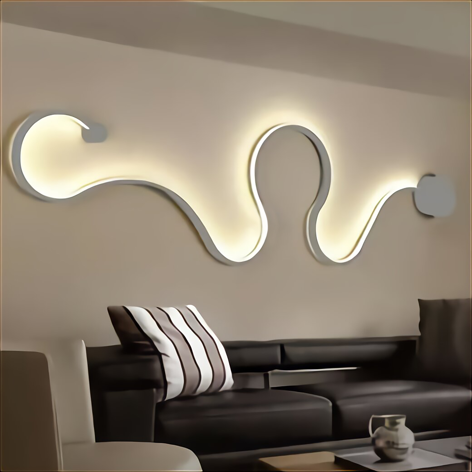 Applique moderno LED 28W bianco lampada curva snake luce parete muro ...