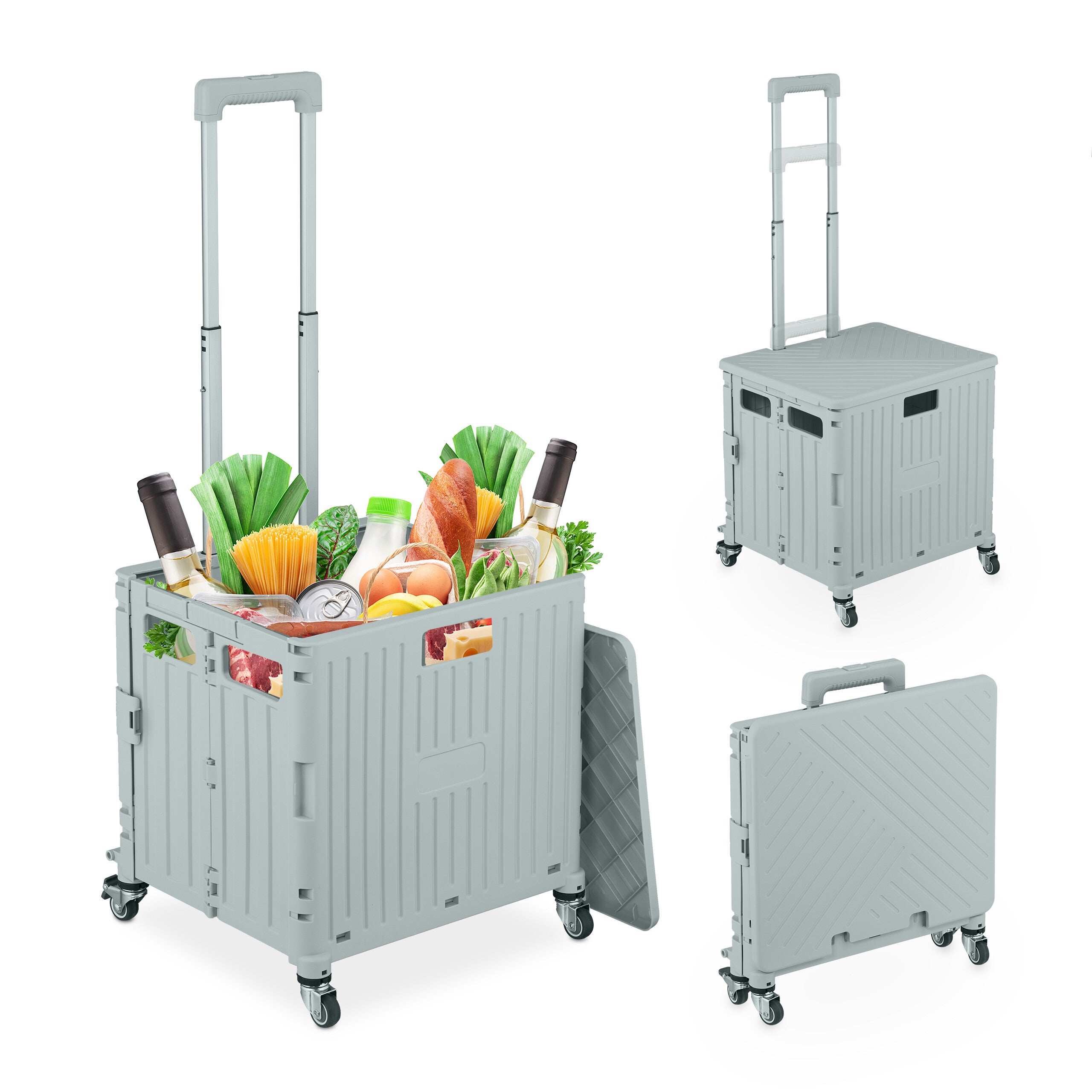 Relaxdays Carrito de Compra Plegable, Carro con Ruedas Giratorias, para ...