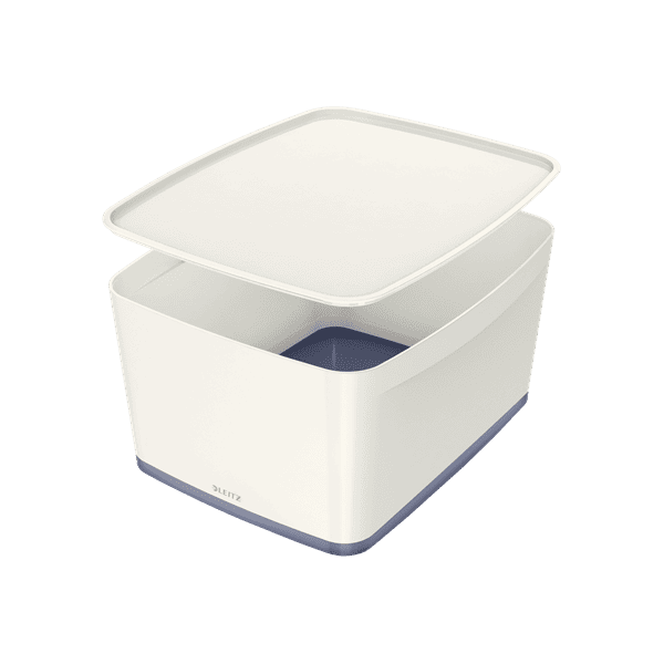 Grande Bac plastique avec couvercle 18 litres My Box - Gris | Leroy Merlin
