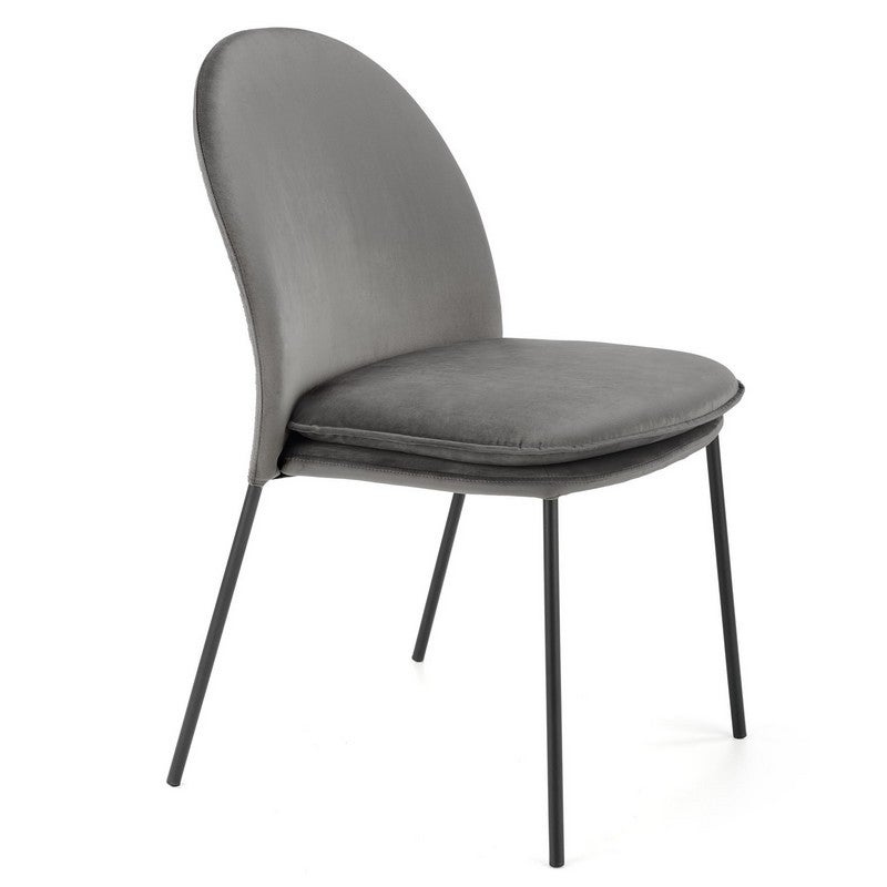 Chaise en velours gris avec fins pieds en métal noir MEET | Leroy Merlin