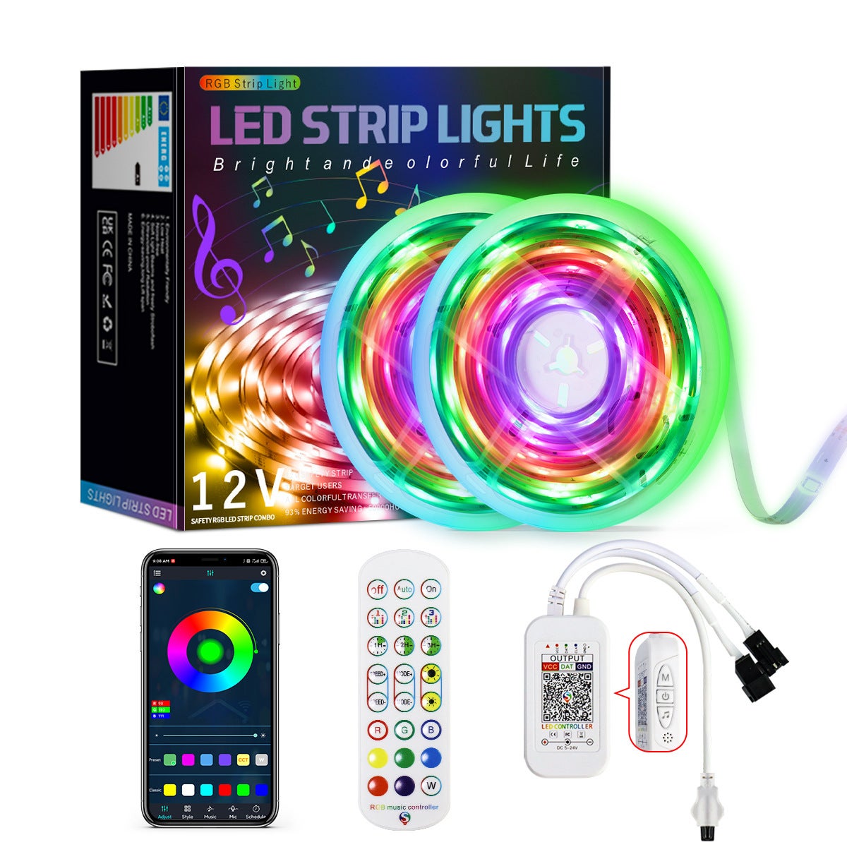 LEMROE Ruban LED 20M,360 LED Ruban Intelligent led chambre 5050 RGB SMD ...