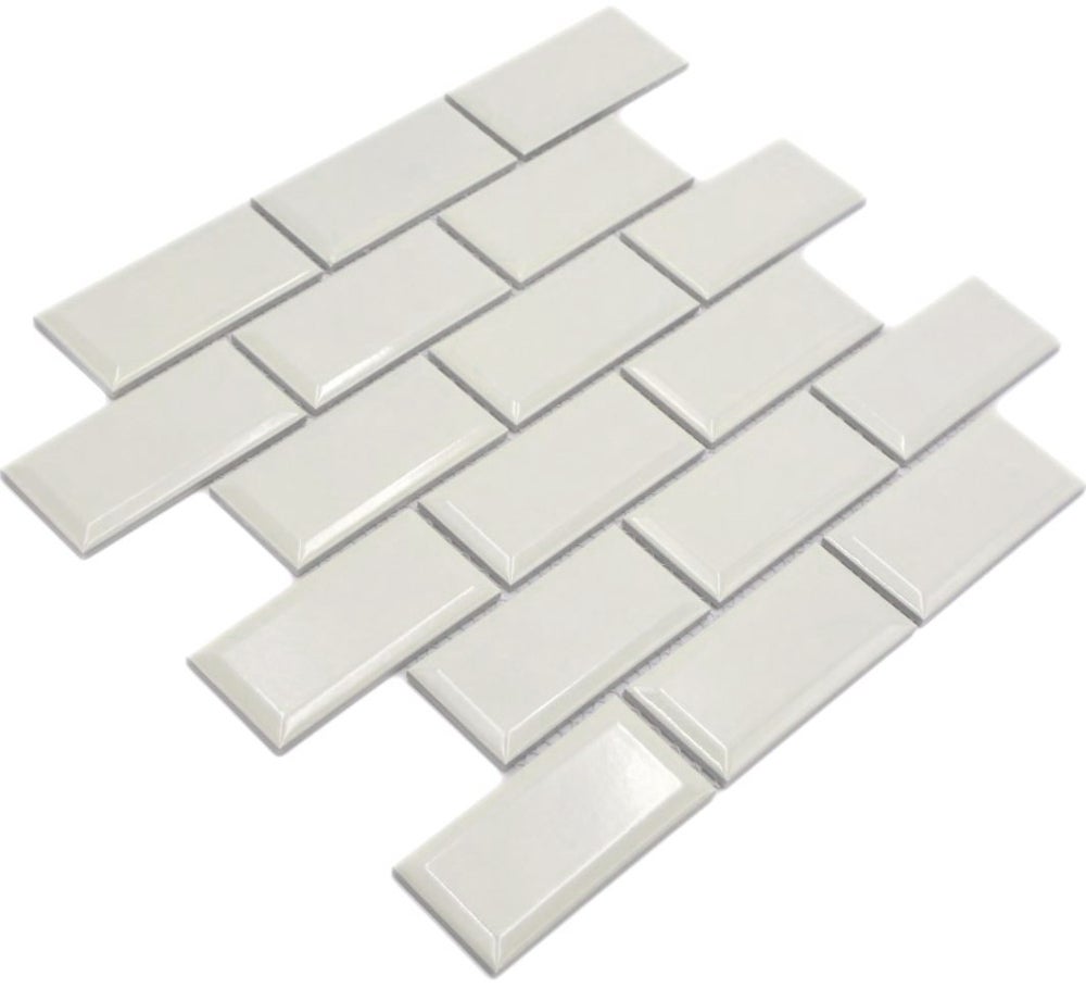 Mosaïque métro uni ivoire aspect céramique brillant | Leroy Merlin