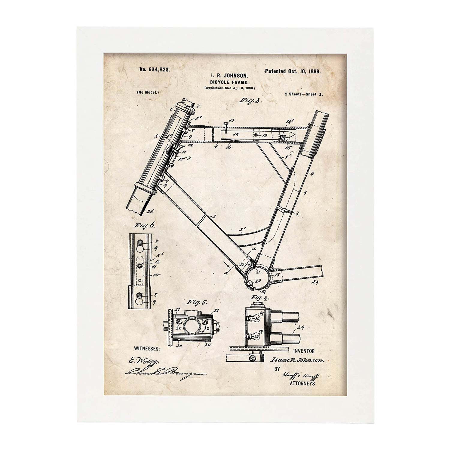 Nacnic Posp Avec Cadre De Vélo 2. Feuille Avec Ancienne Conception De Brevet En Taille A4 Et ...