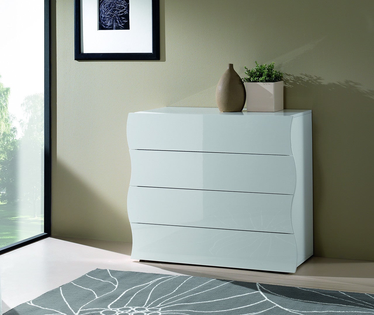 Commode moderne 98 cm blanc laqué brillant Onida | Leroy Merlin