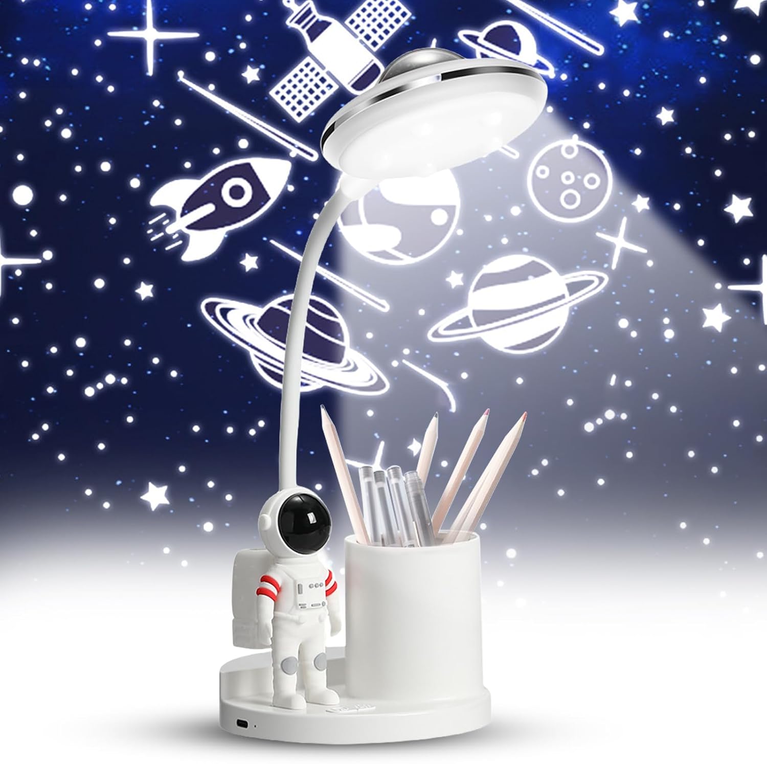Lampe de bureau LED pour enfants, lampe de chevet avec porte-stylo et ...