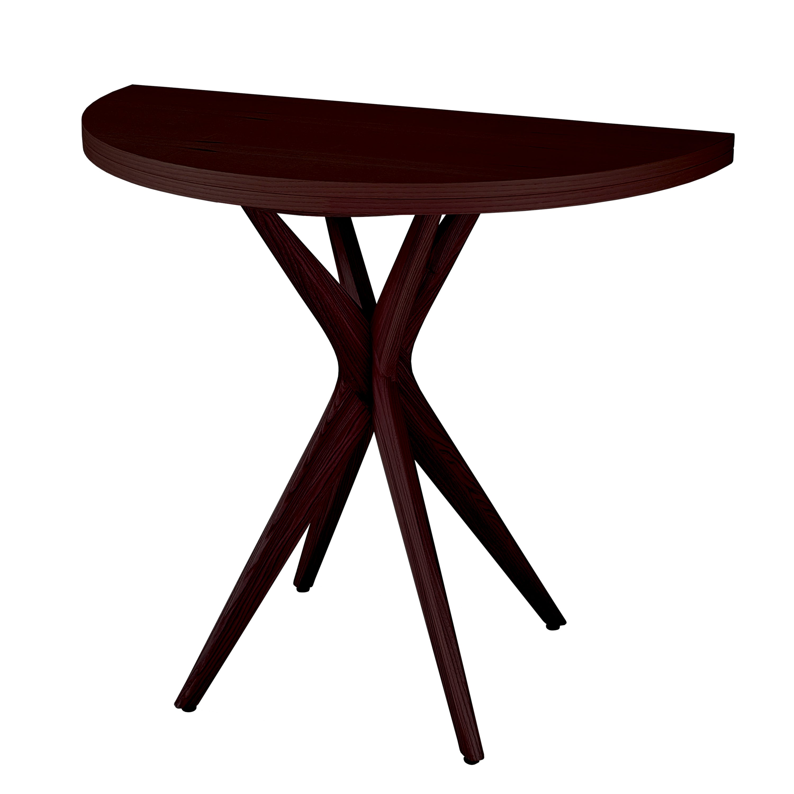 Petite table demi lune Jubi, console extensible 90 x 45, Plaqué frêne ...