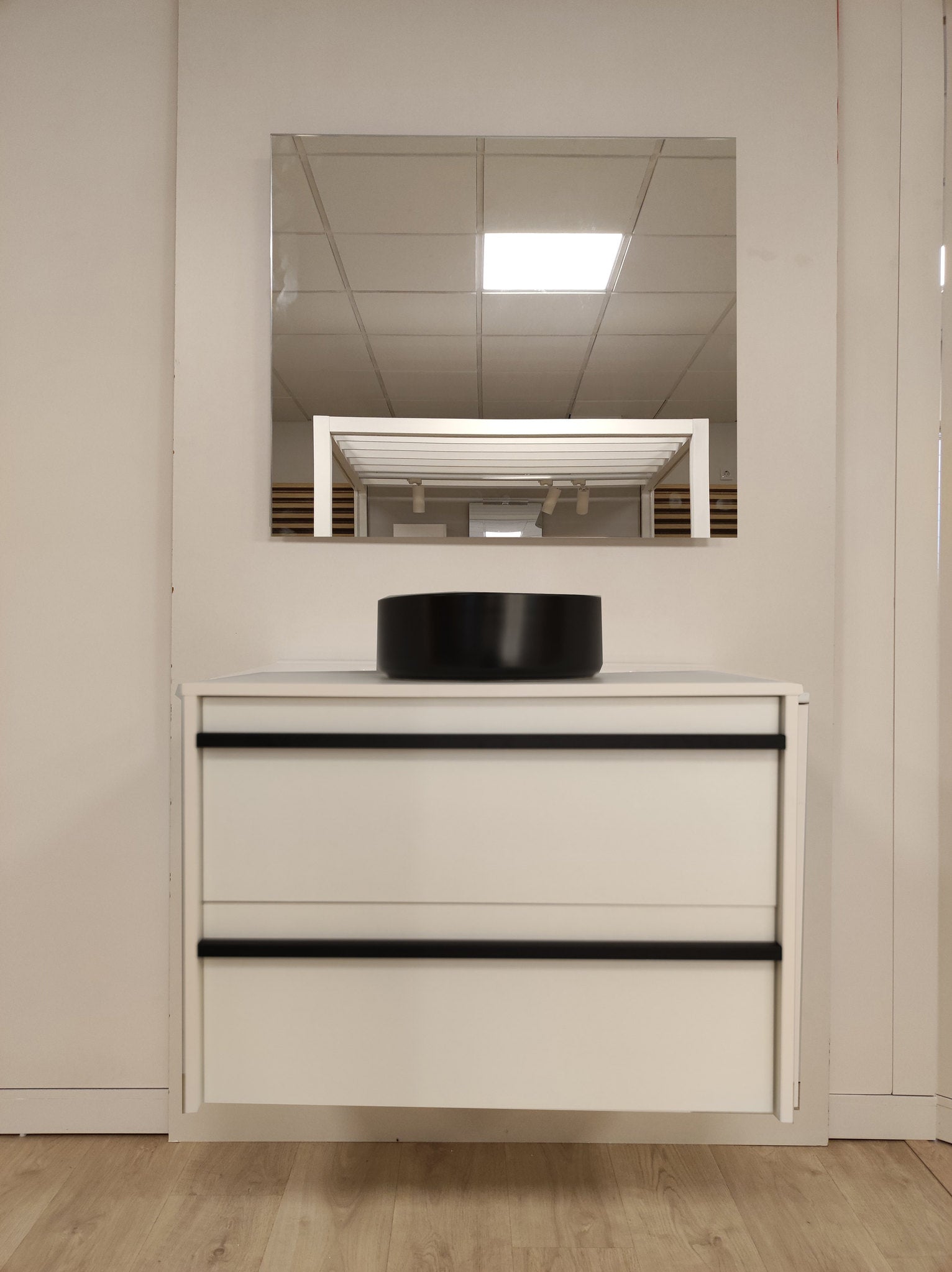 MUEBLE DE BAÑO SUSPENDIDO EMONT 80 CM. 2 CAJONES BLANCO POLAR CON ...