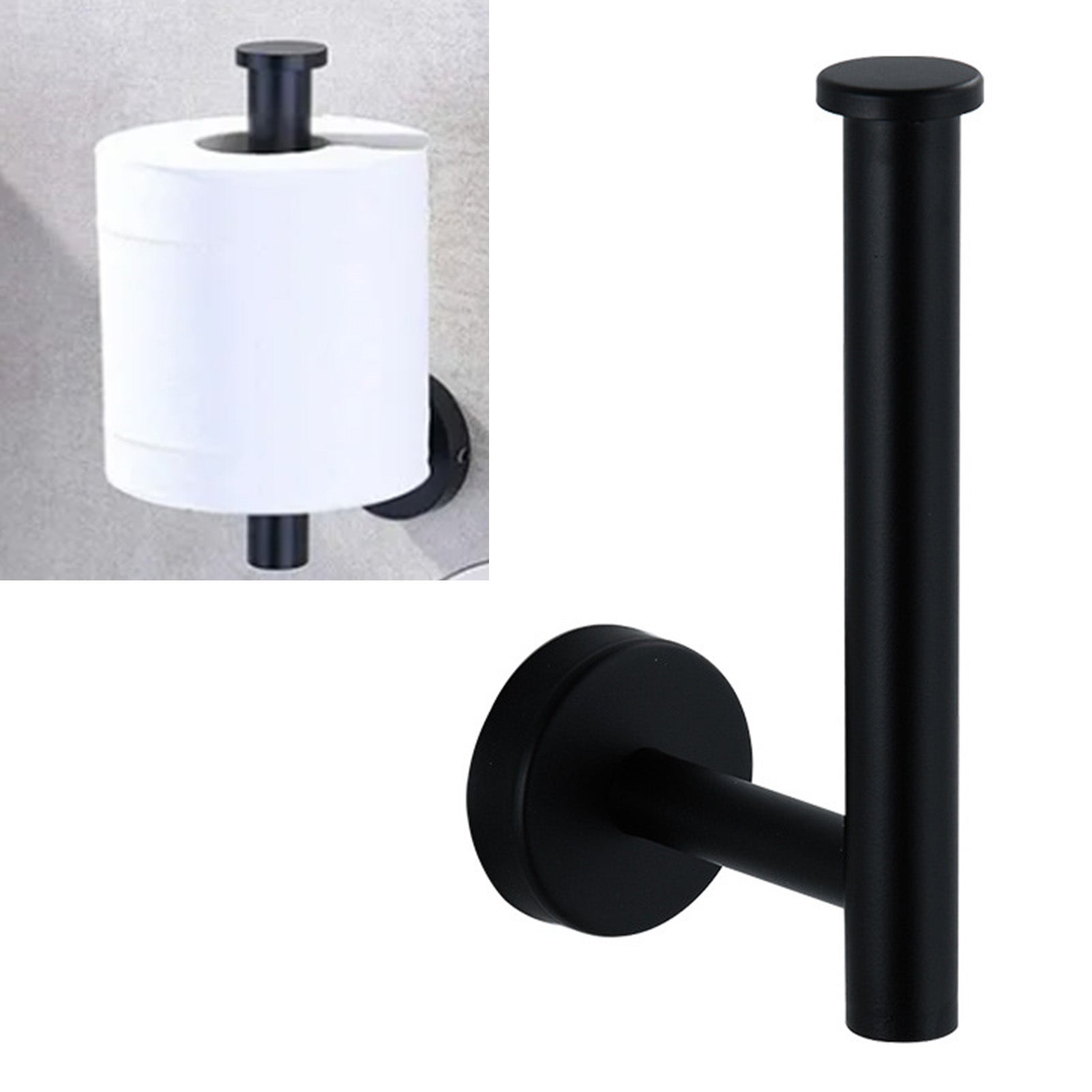 Porte-serviettes en papier en acier inoxydable noir mat cylindrique ...