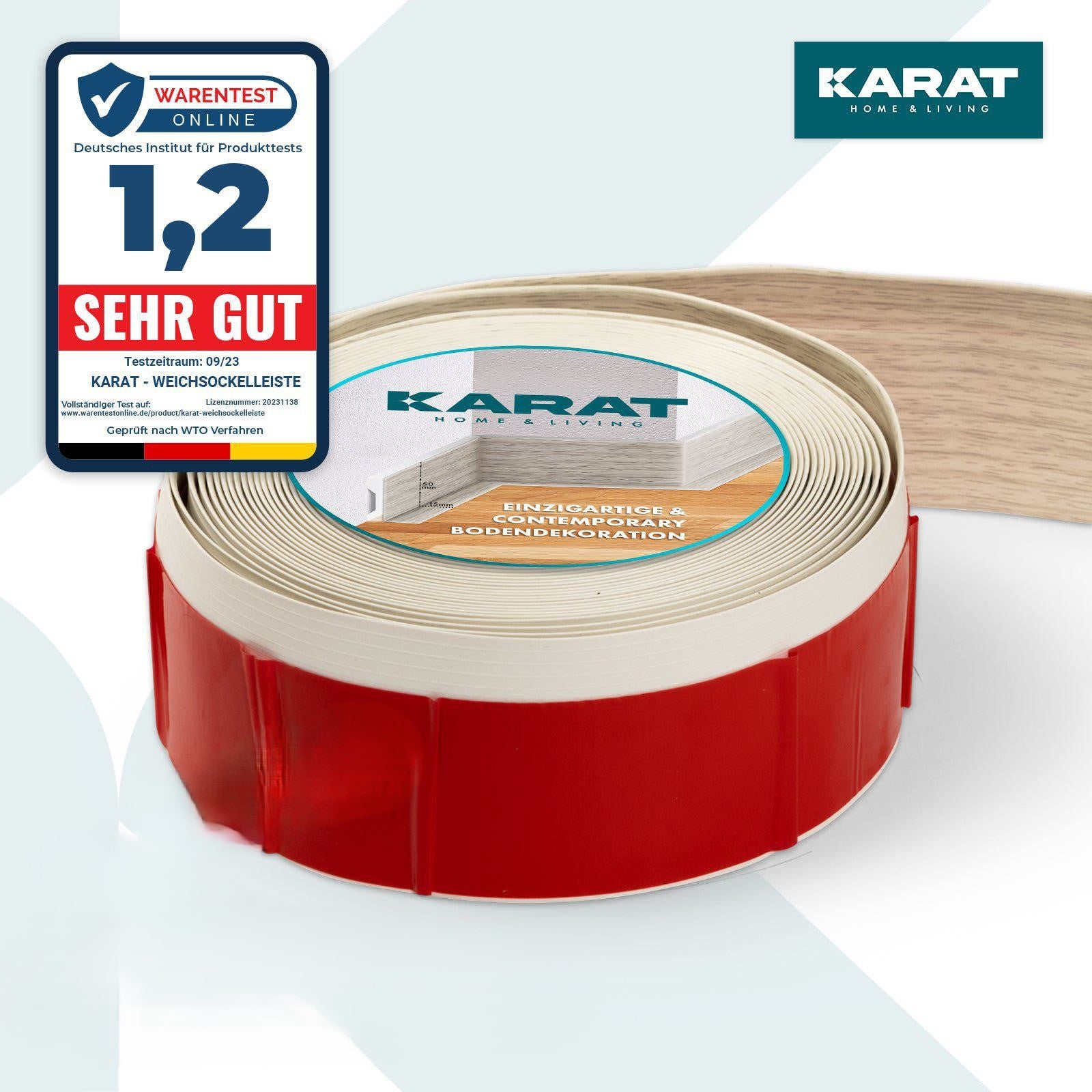 Battiscopa autoadesivo, 50 x 15 mm, Rovere, L = 15 m, Battiscopa per ...
