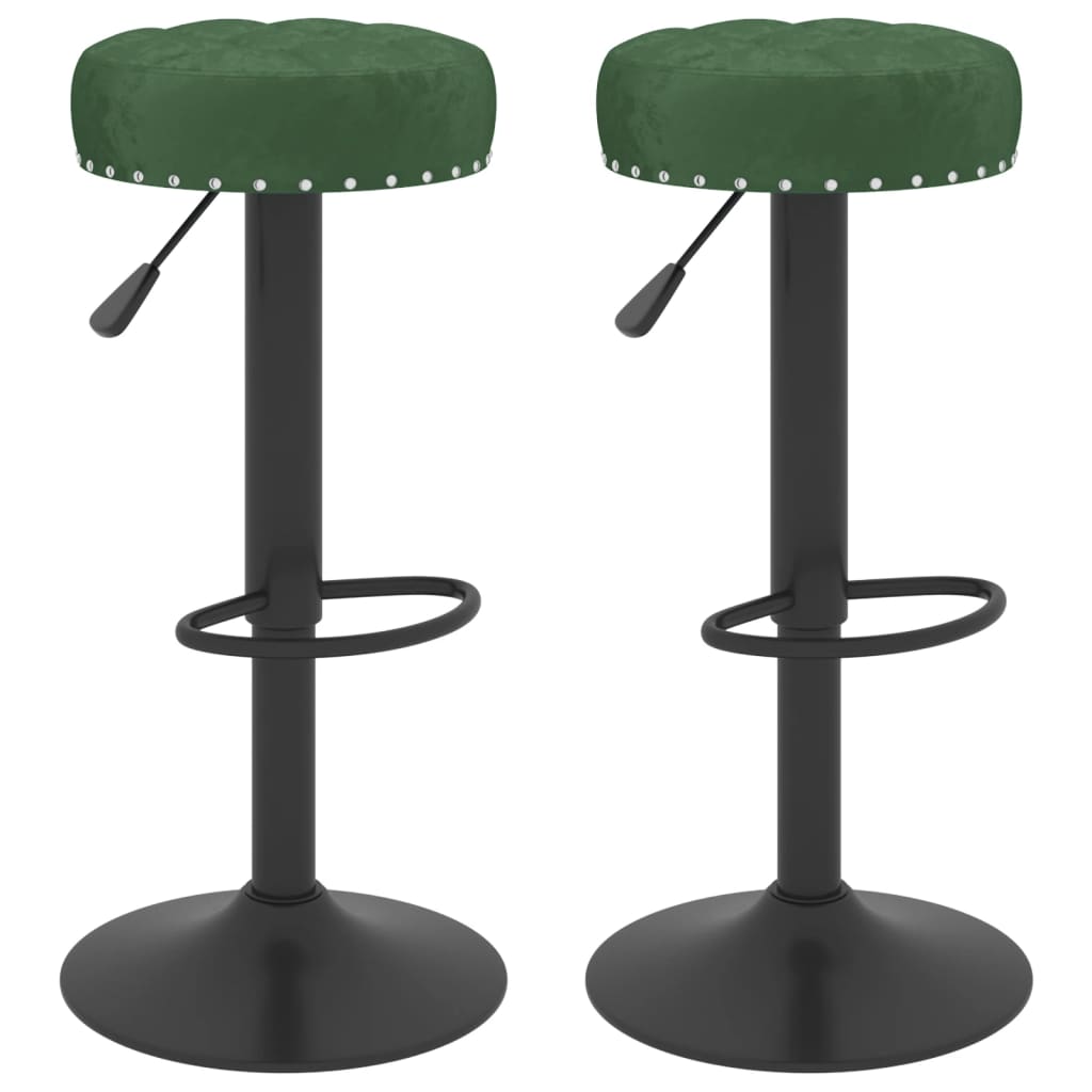 Tabourets de bar lot de 2 vert foncé velours | Leroy Merlin