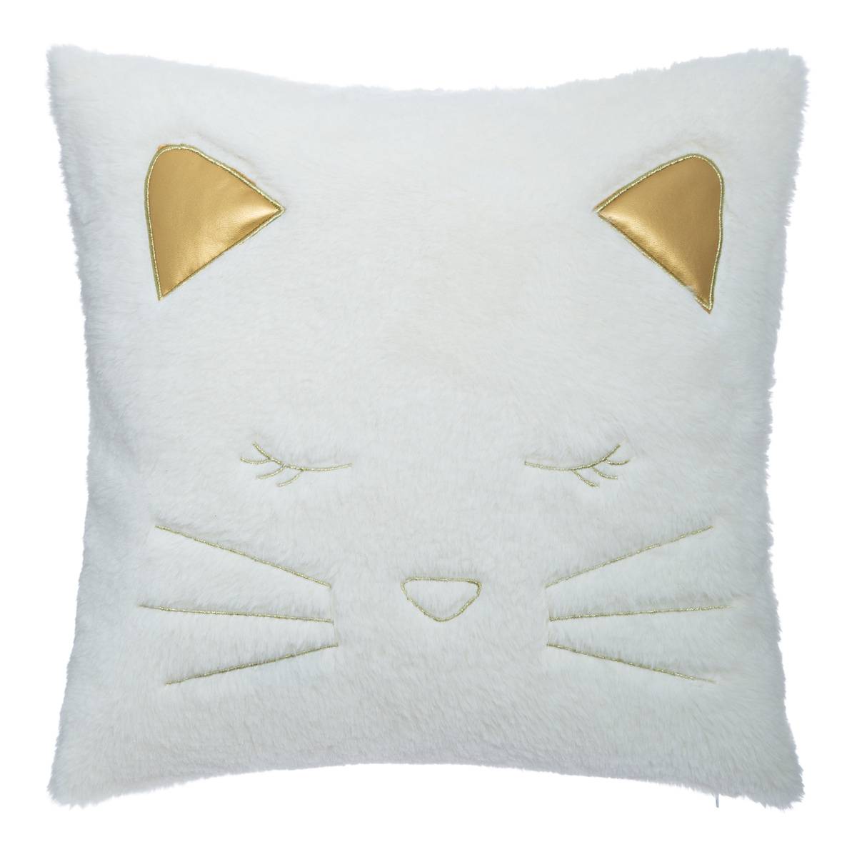 Coussin enfant "Chat" - fausse fourrure - blanc - 40x40 cm - Atmosphera ...