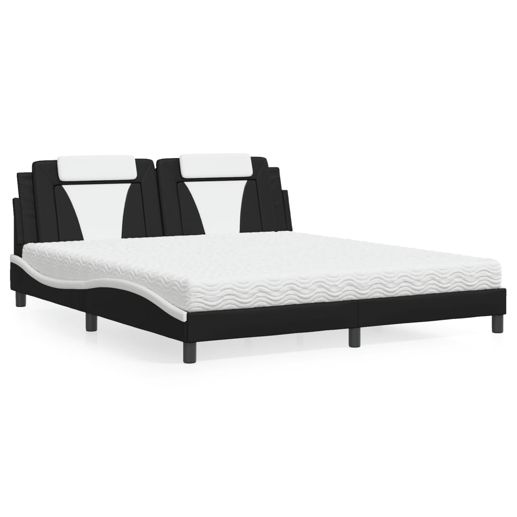 Lit double | Lit adulte | Lit avec matelas noir et blanc 180x200 cm ...