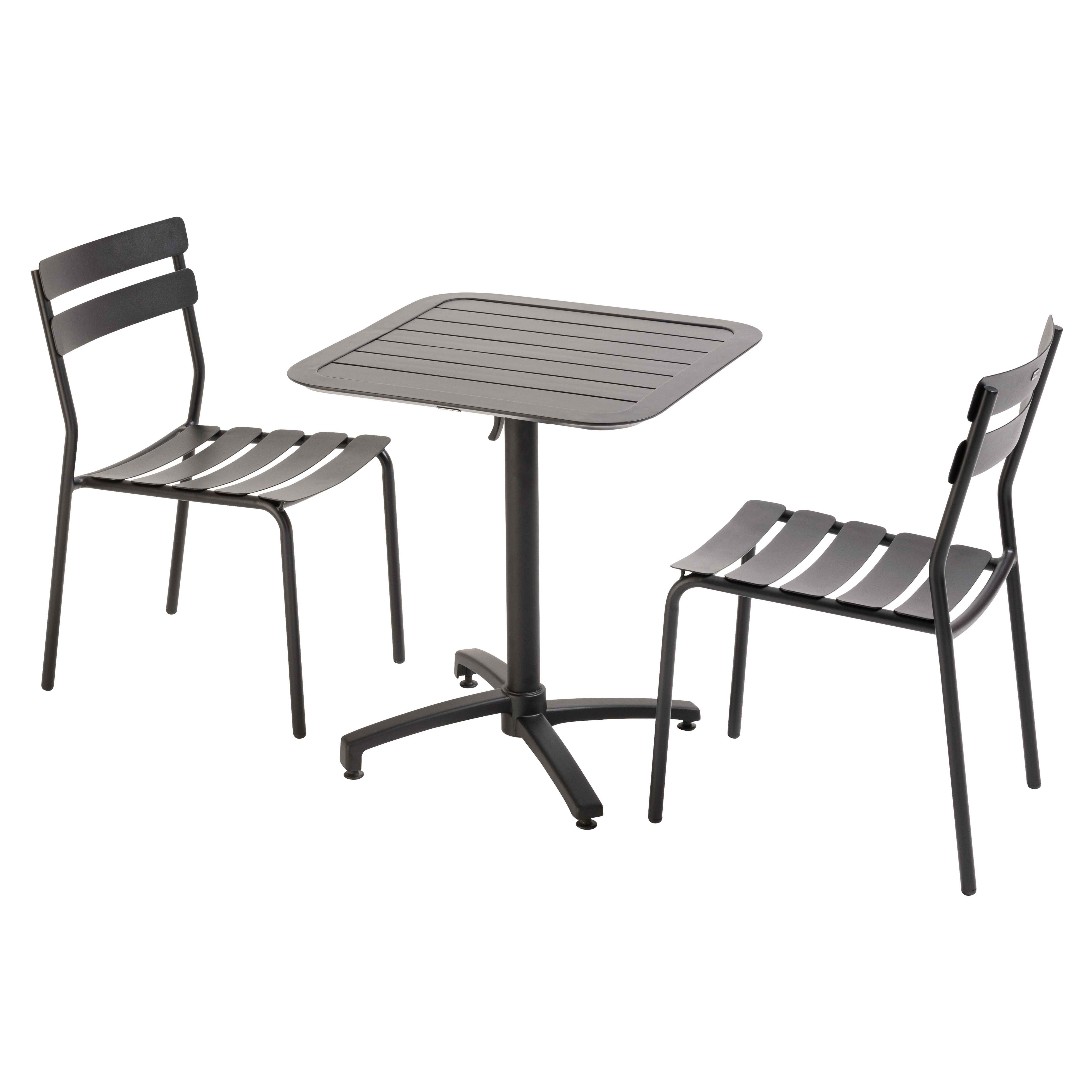 Ensemble table inclinable de terrasse 70 x 70 cm et 2 chaises noir ...