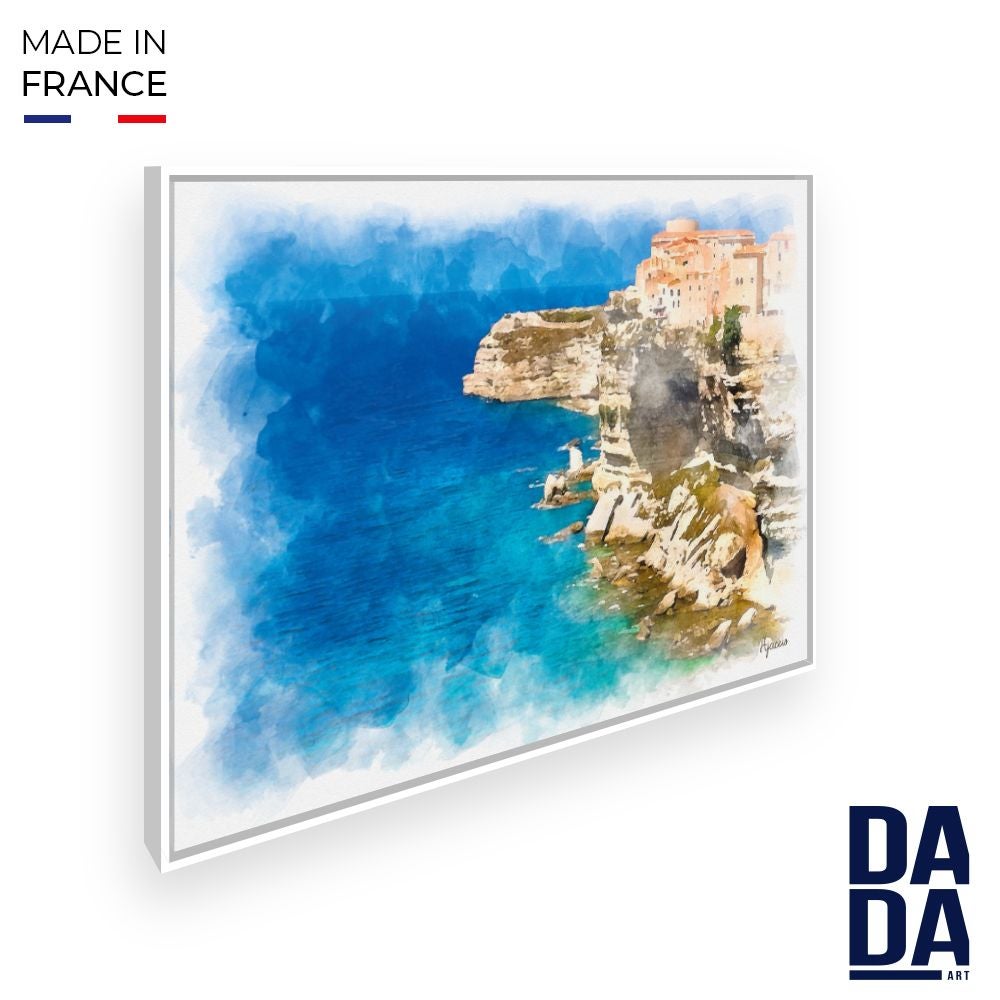Tableau Côte de Bonifacio / 45x60cm / Cadre Blanc / Fabriqué en France ...
