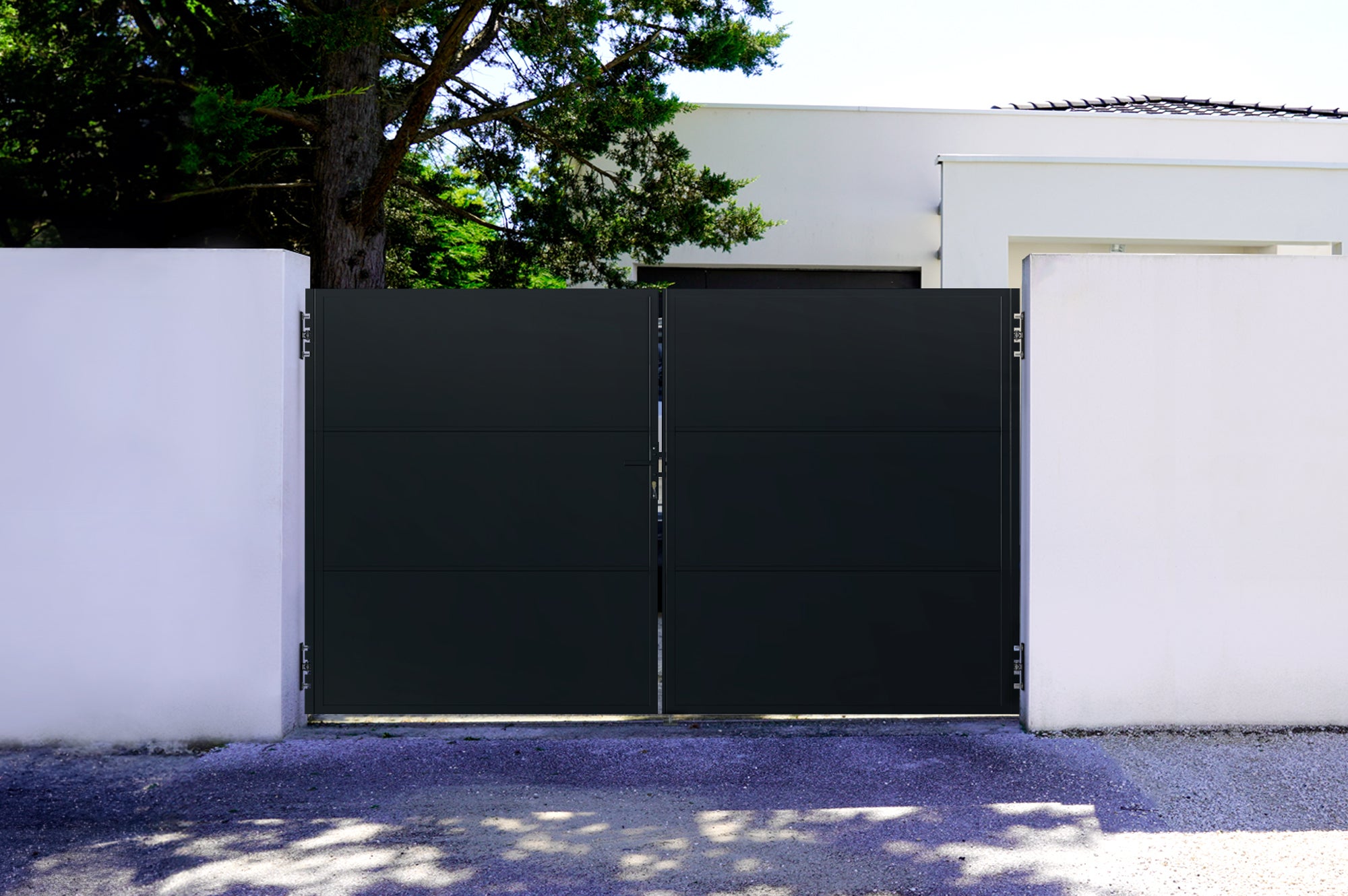 Portail battant acier 3m NALI H.180cm Noir mat | Leroy Merlin