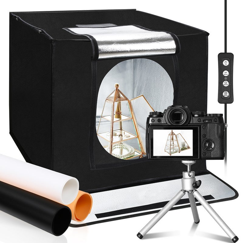 Boîte à Lumière pour Studio Photo 60x60cm Luminosité Réglable Portable ...