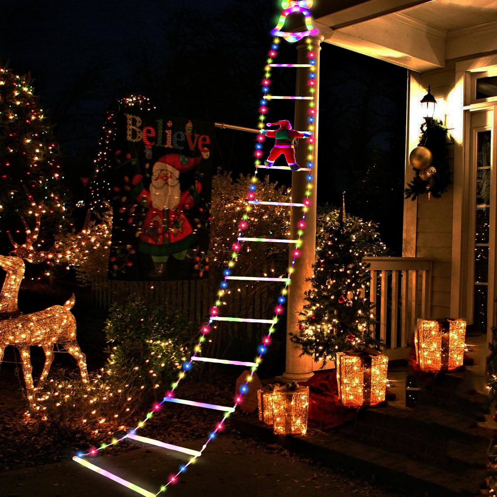Guirlande lumineuse LED de 110 cm en forme d'échelle de Père Noël, peut ...