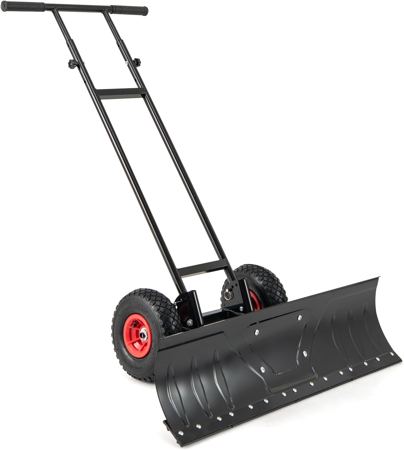 Pala de Nieve con Ruedas, Empujador de Nieve de Metal con Ángulo Ajustable, Mango Ajustable en ...