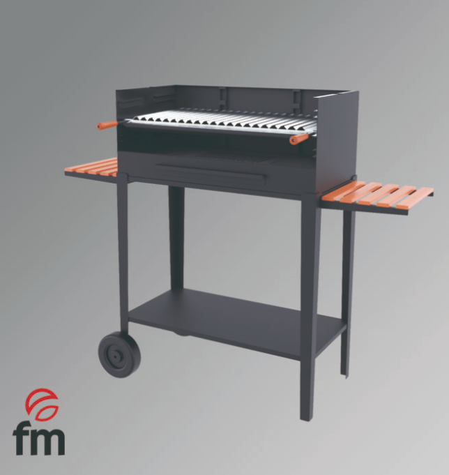 Barbacoa de carbón y leña Parrilla de acero inoxidable de 80 cm - Carro ...