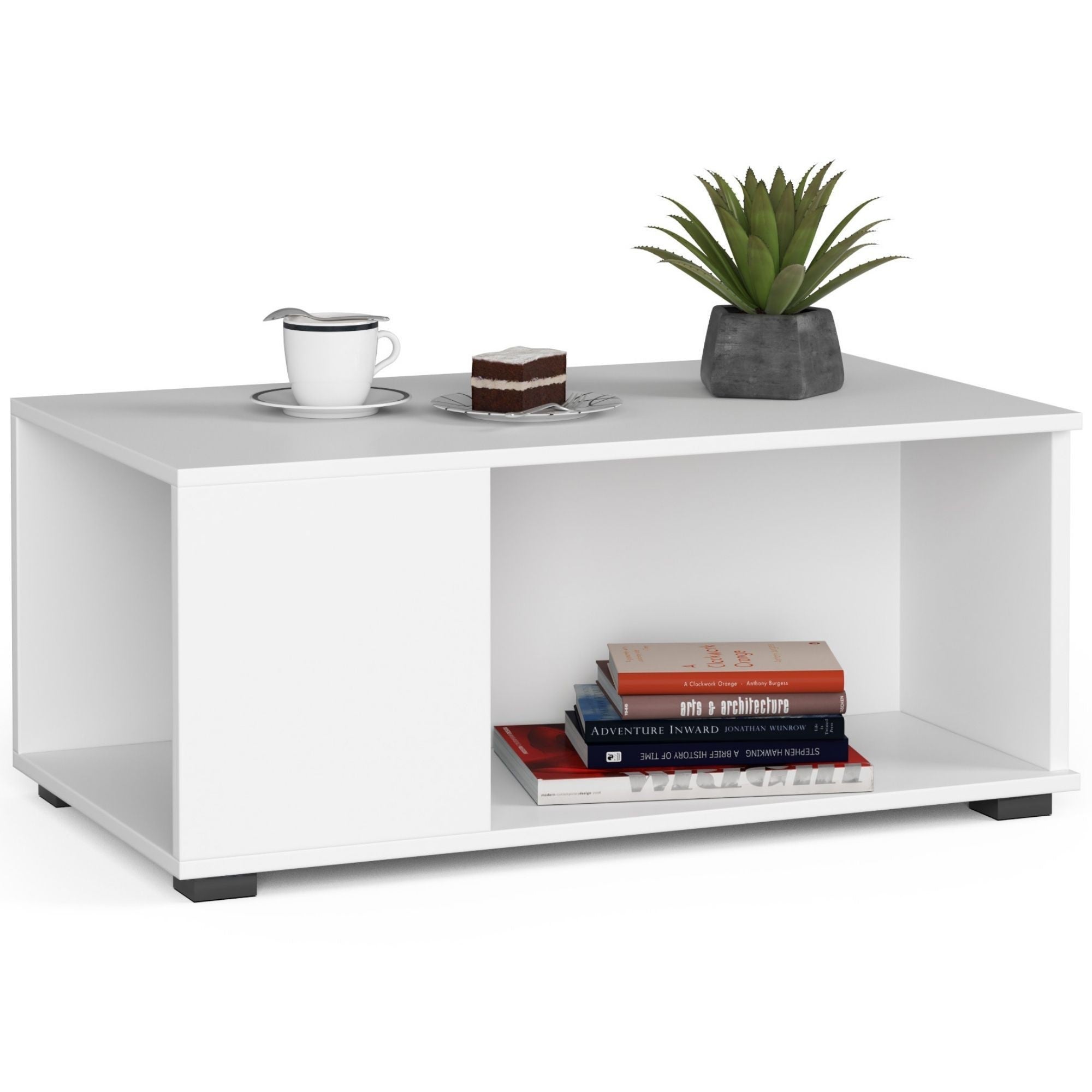 Table basse PAVIOLA Blanche 90x51x38 cm avec rangement | Leroy Merlin