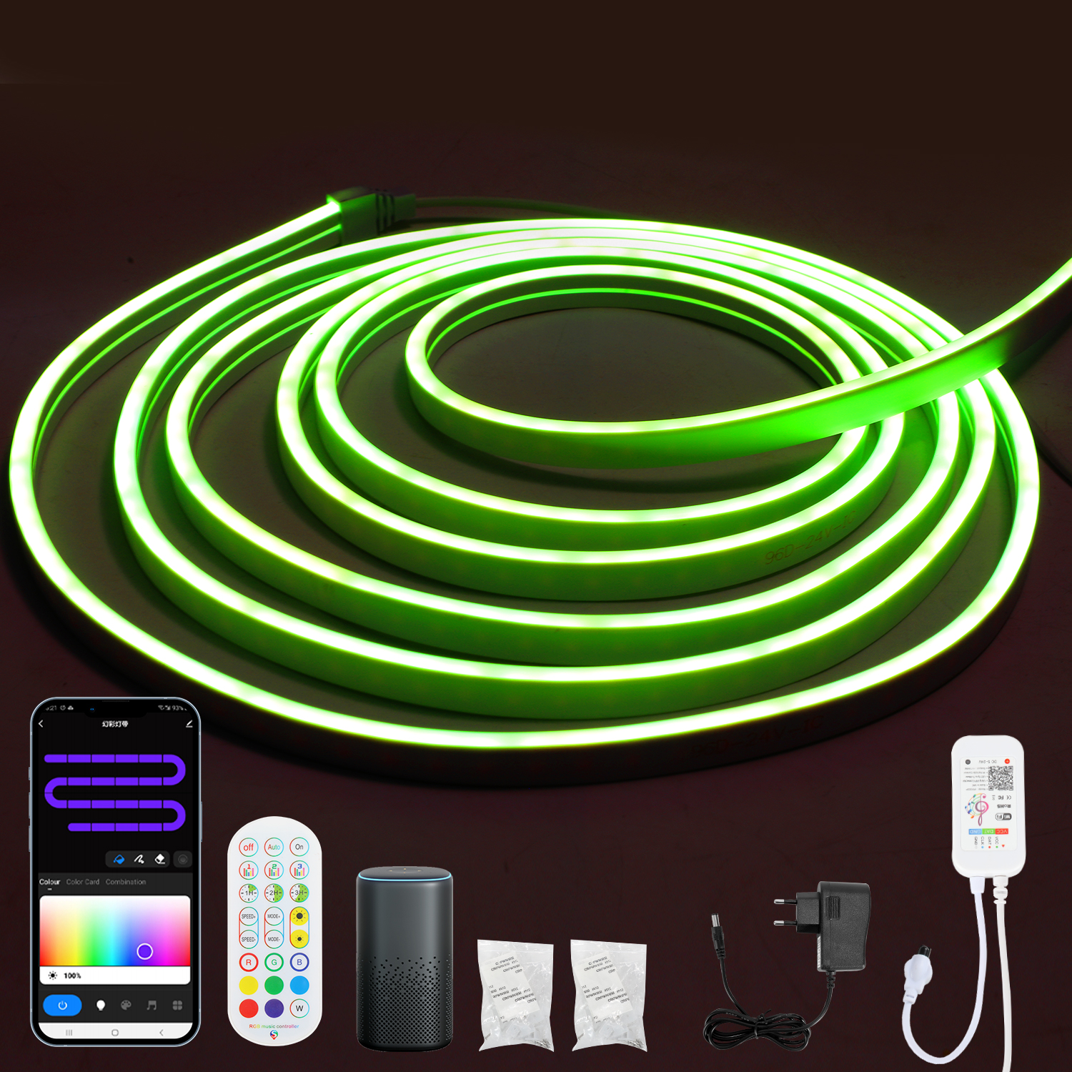 2M Néon Bande LED , RGBIC Ruban LED, Contrôle APP et Télécommande IR ...