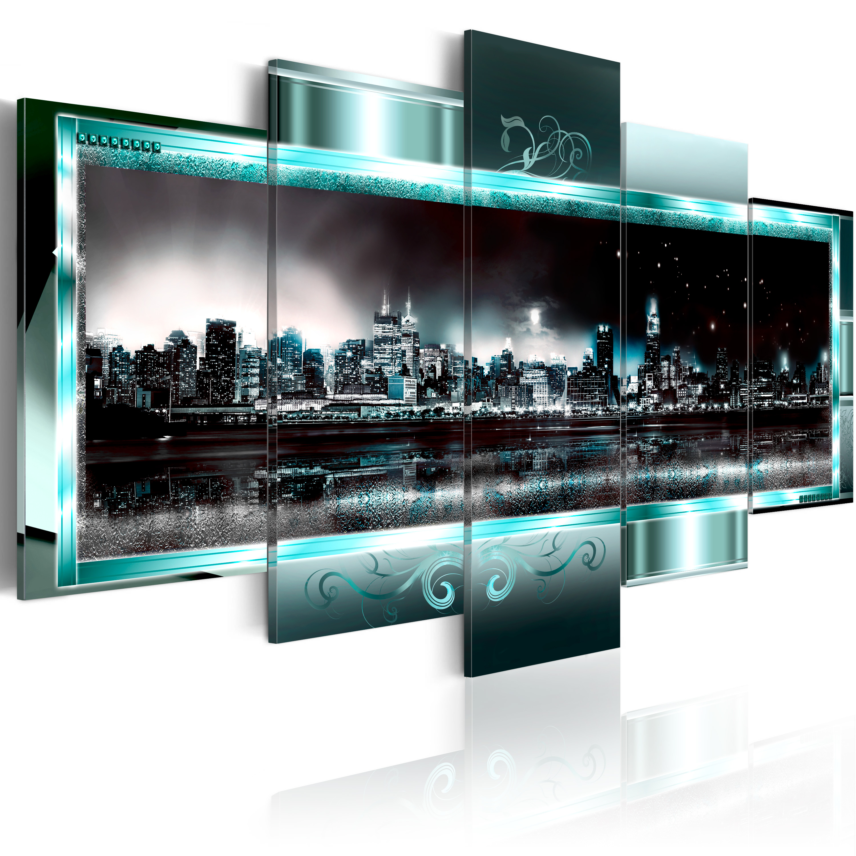 Tableau - New York turquoise: la nuit étoilée [200x100] | Leroy Merlin