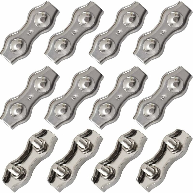 Brida para cables de acero inoxidable dúplex de 12 piezas, conector de ...