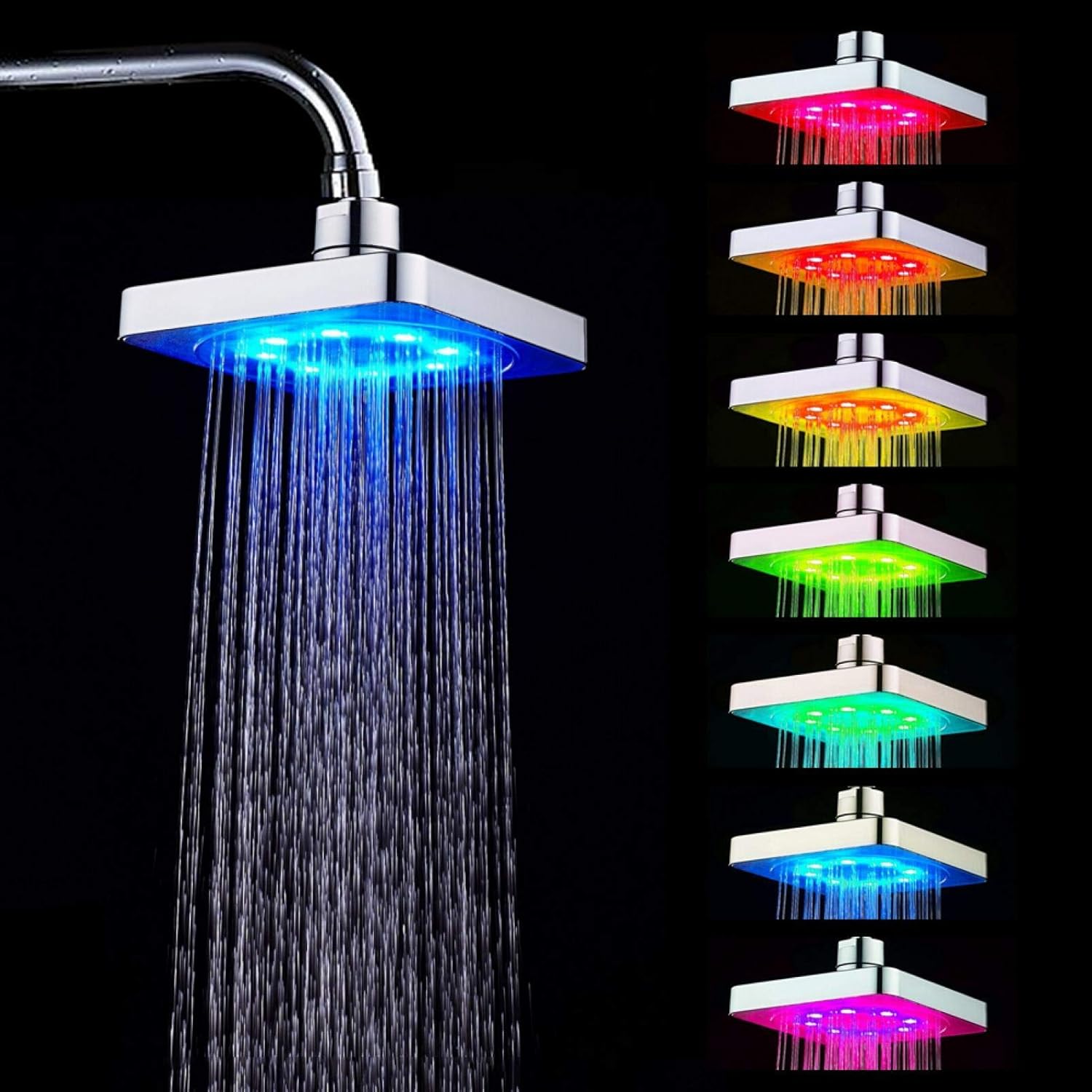 Cabezal de ducha LED de 7 colores, baño de hidromasaje luminoso y ...