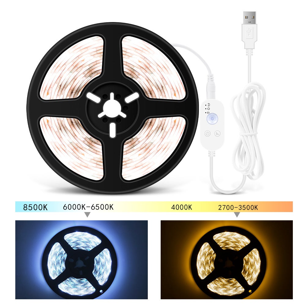 Bande LED USB 3M，Détecteur PIR, intensité variable, 2 choix (Blanc ...