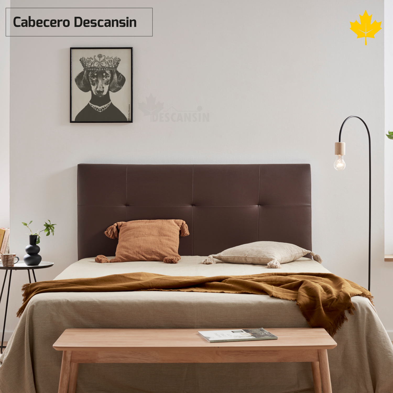 Cabecero de Cama Tapizado 180 cm | Wengue | Tela de Polipiel Liso ...