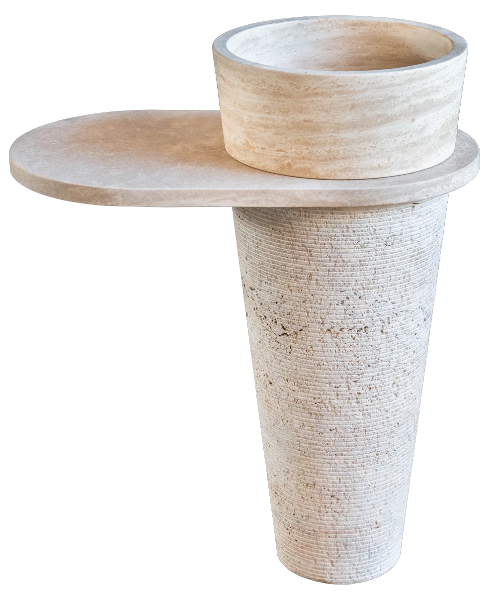 Vasque colonne Héloise en marbre Beige - Ø40 x H90 cm | Leroy Merlin