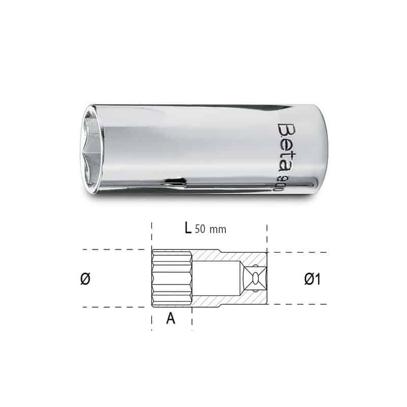 BETA Douille 6 pans1/4" série longue - 900L - x 1 - 50 mm - 1/4'' - 12 ...