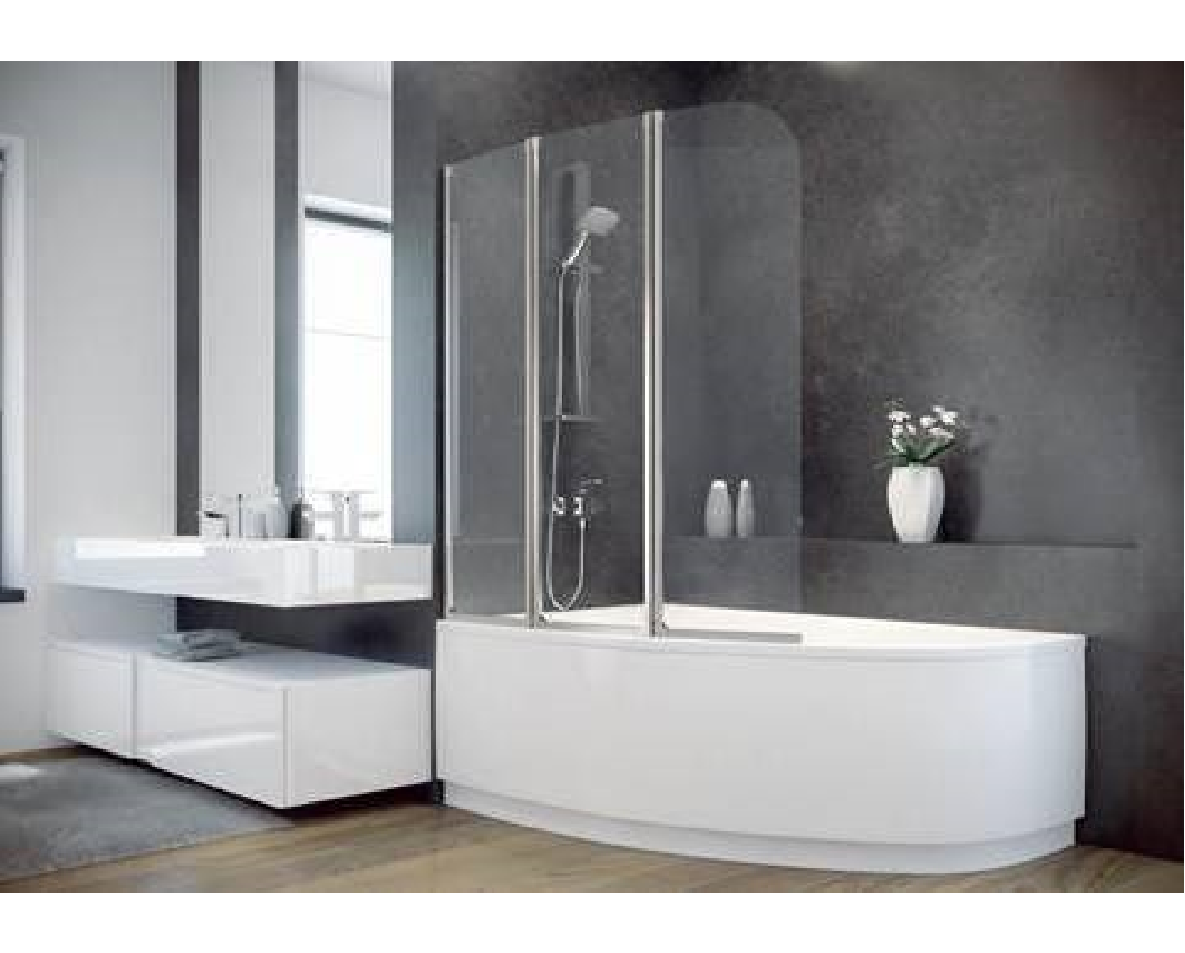 Baignoire MARY avec pare baignoire - Angle: Gauche - Dimensions: 170cm ...