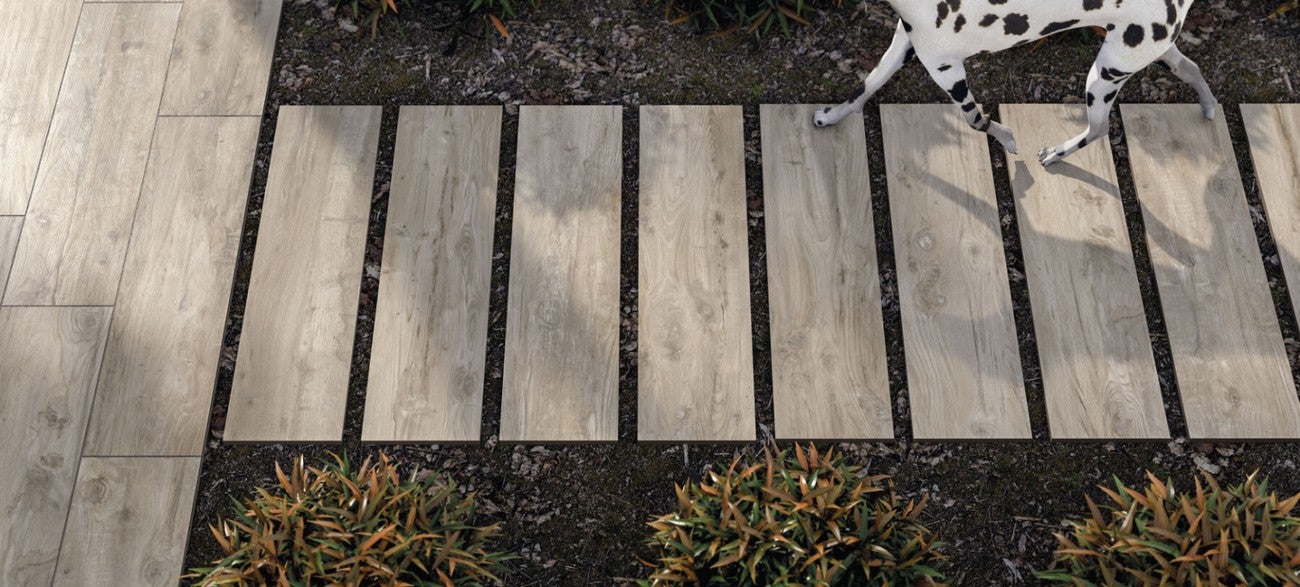 Dalle extérieure imitation bois NEBRASKA MAPLE MAT L.120 x l.30cm Ep ...