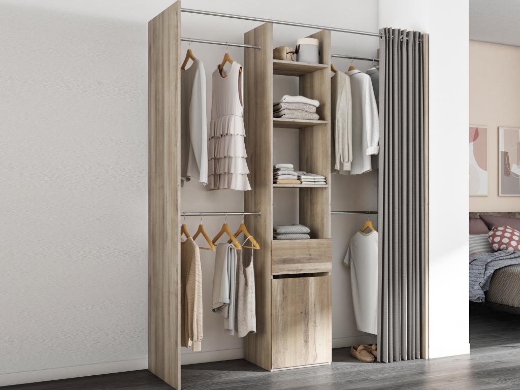 Dressing avec rideau - L162 cm - Coloris : Naturel - DRELOA | Leroy Merlin