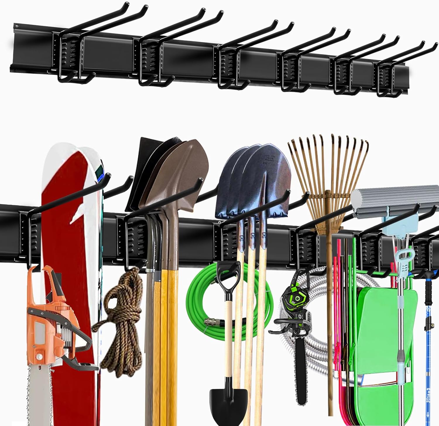 Support de garage robuste de 48 pouces avec 3 rails et 6 crochets ...