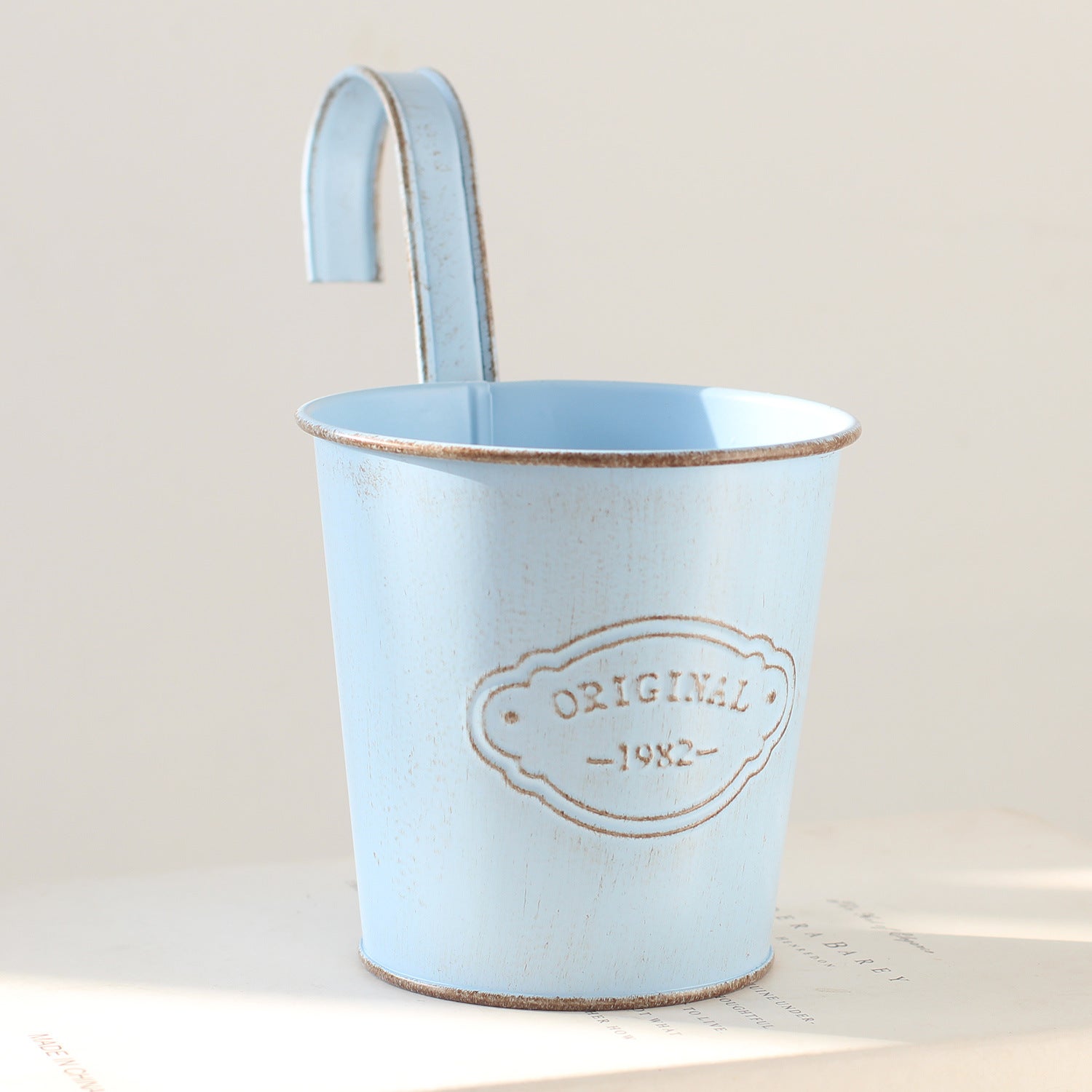 1 Pcs Pot de Fleur Suspendu en Fer Bleu Style Vintage Pots de Plantes ...