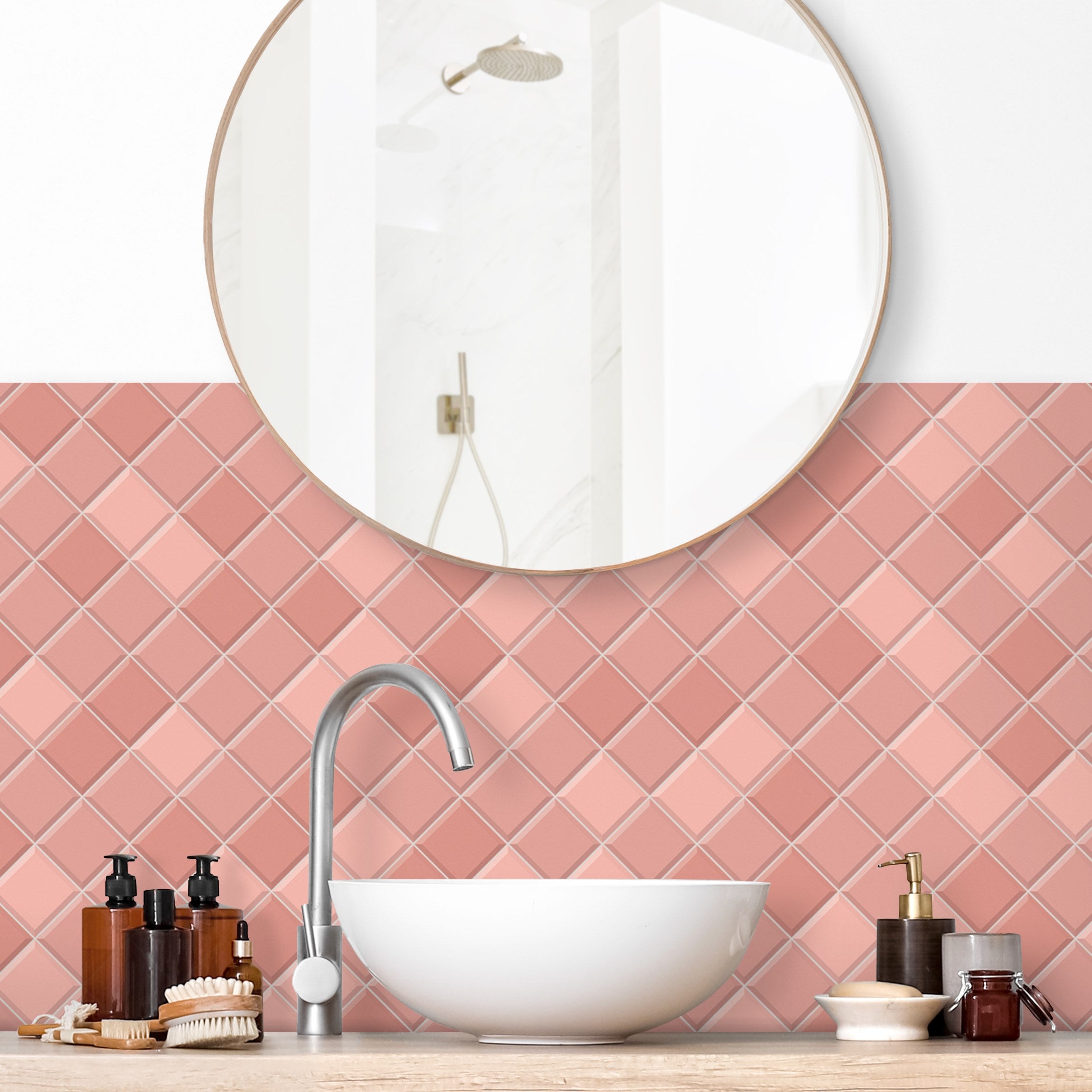 Revestimiento de pared para baño - Mosaic Tiles - Antique Pink 350 x 50 ...
