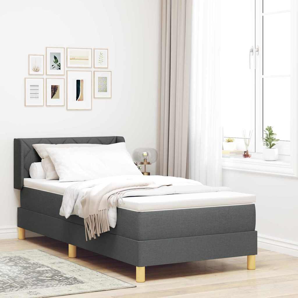 VidaXL Cama con somier y colchón en gris oscuro - 90 x 190 cm, tela ...