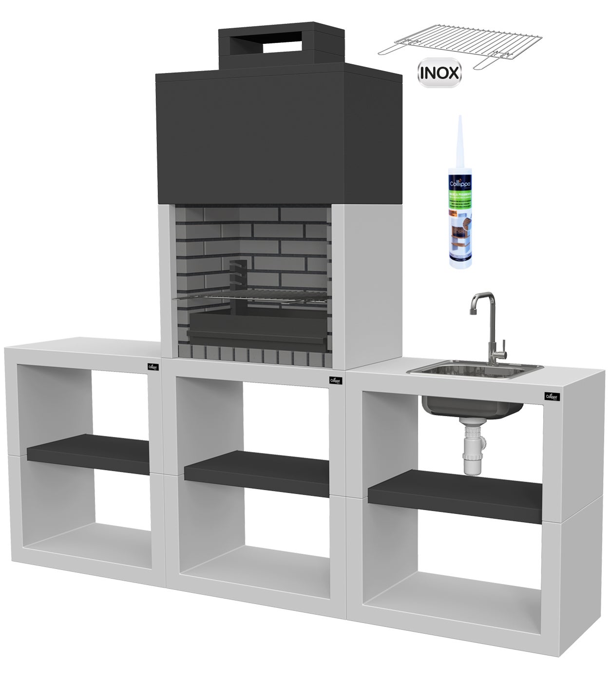 Barbacoa Collippo Maia con bancada y bancada con fregadero | Leroy Merlin