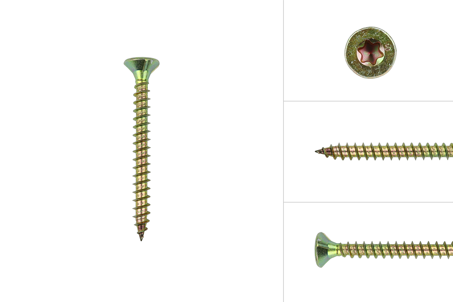 Tornillos para aglomerado galvanizados en amarillo torx 30 de 6 x 80 mm con punta cortante ...