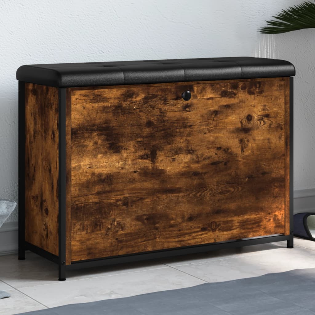 Banco zapatero con cajón abatible roble ahumado 82x32x56 cm | Leroy Merlin
