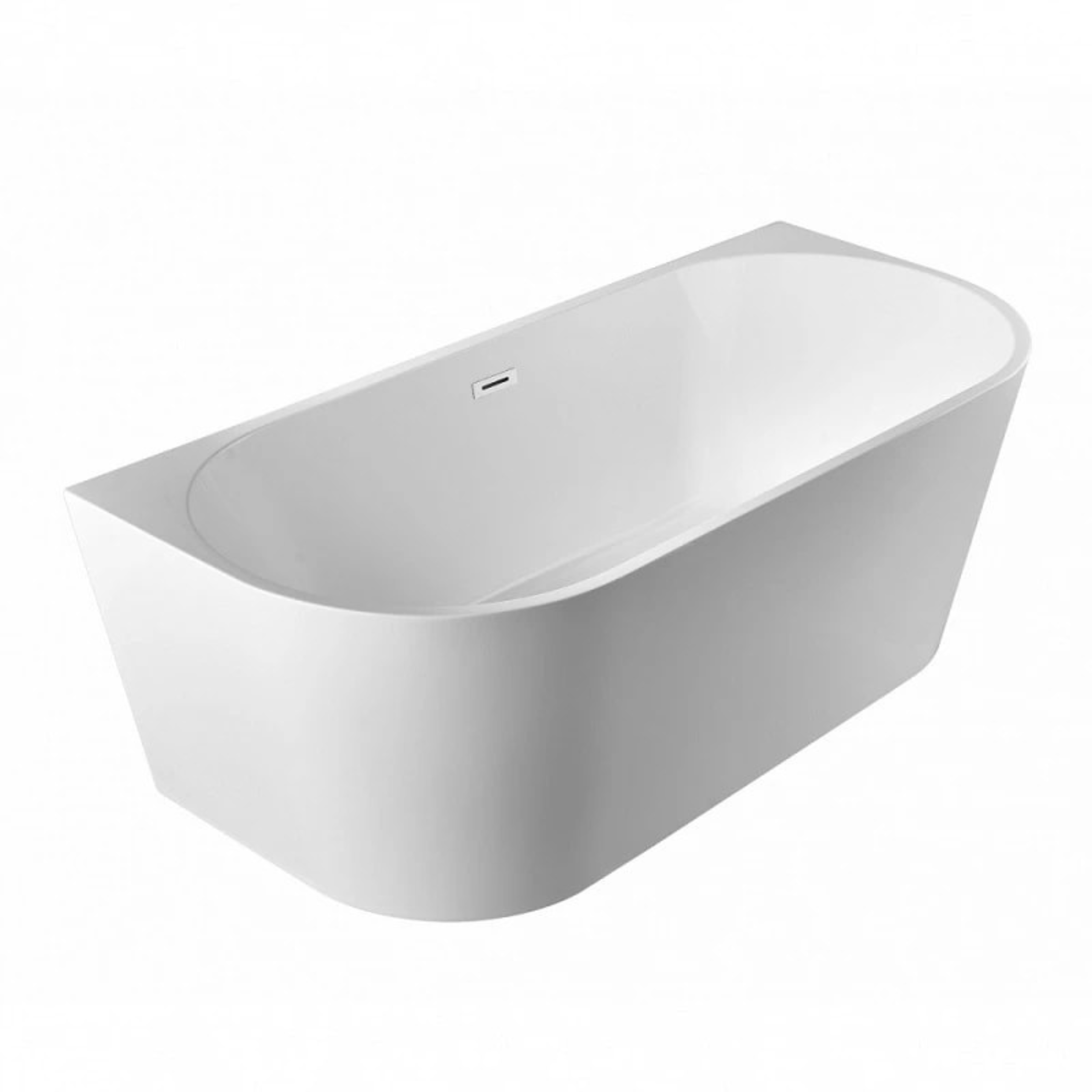 Balneo Baignoire semi-îlot Murale 150x75cm, accessoires inox, Acrylique ...
