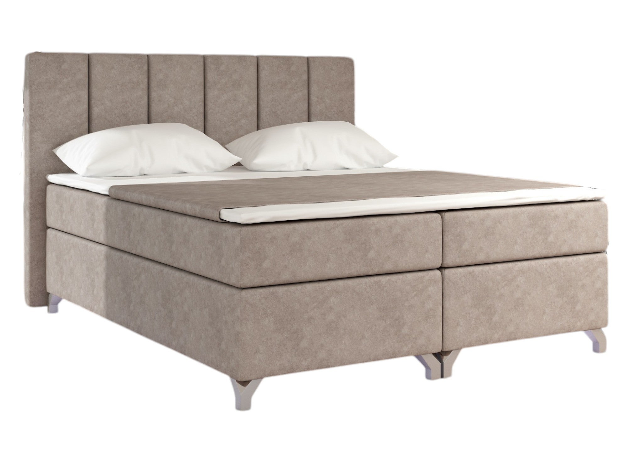 Lit boxspring 180x200 tissu beige Balfor | Leroy Merlin