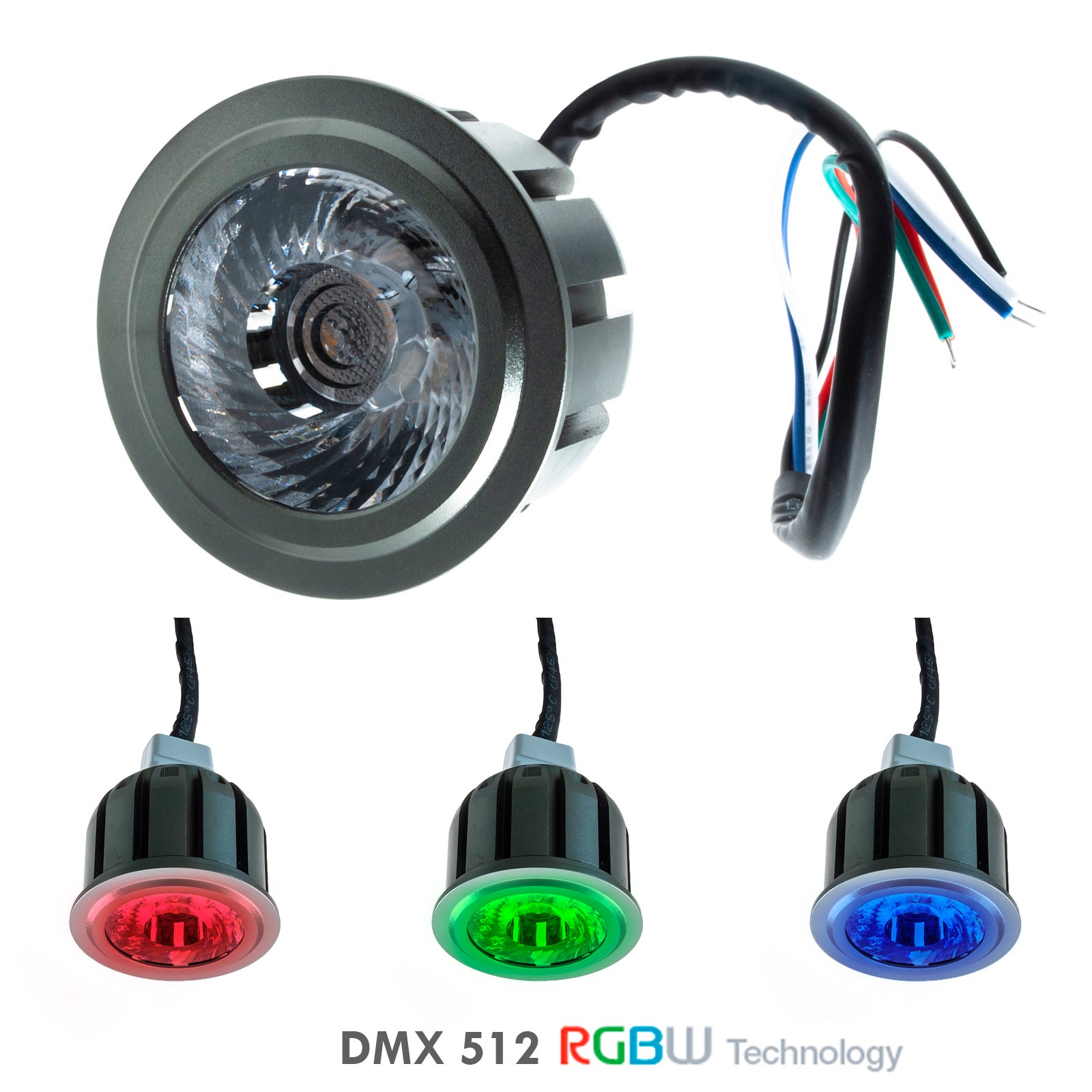 Spot LED SPOT RGB 6W 24V synchronisable dimmable DMX512 lumière colorée ...