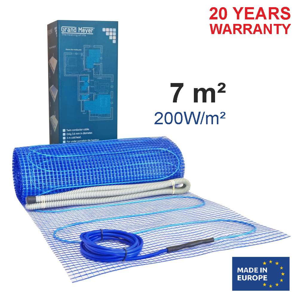 Malla calefactora para suelo radiante eléctrico 7 m², 200 W/m², 1400 W ...