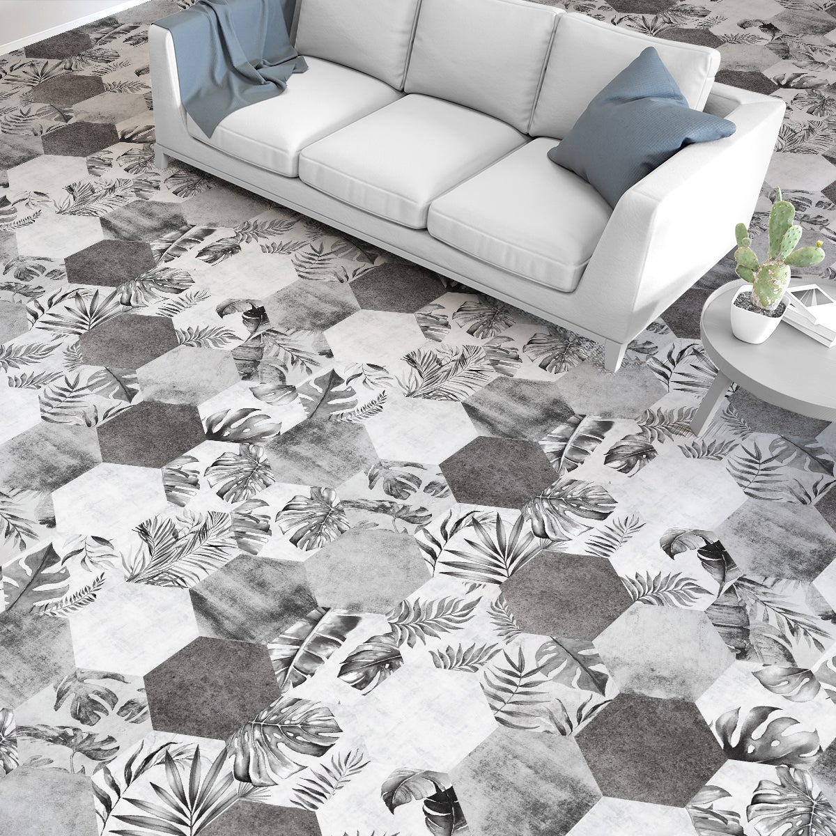 Stickers Sol Anti-dérapant avec Protection - SOL HEXAGONES TROPICAUX ...