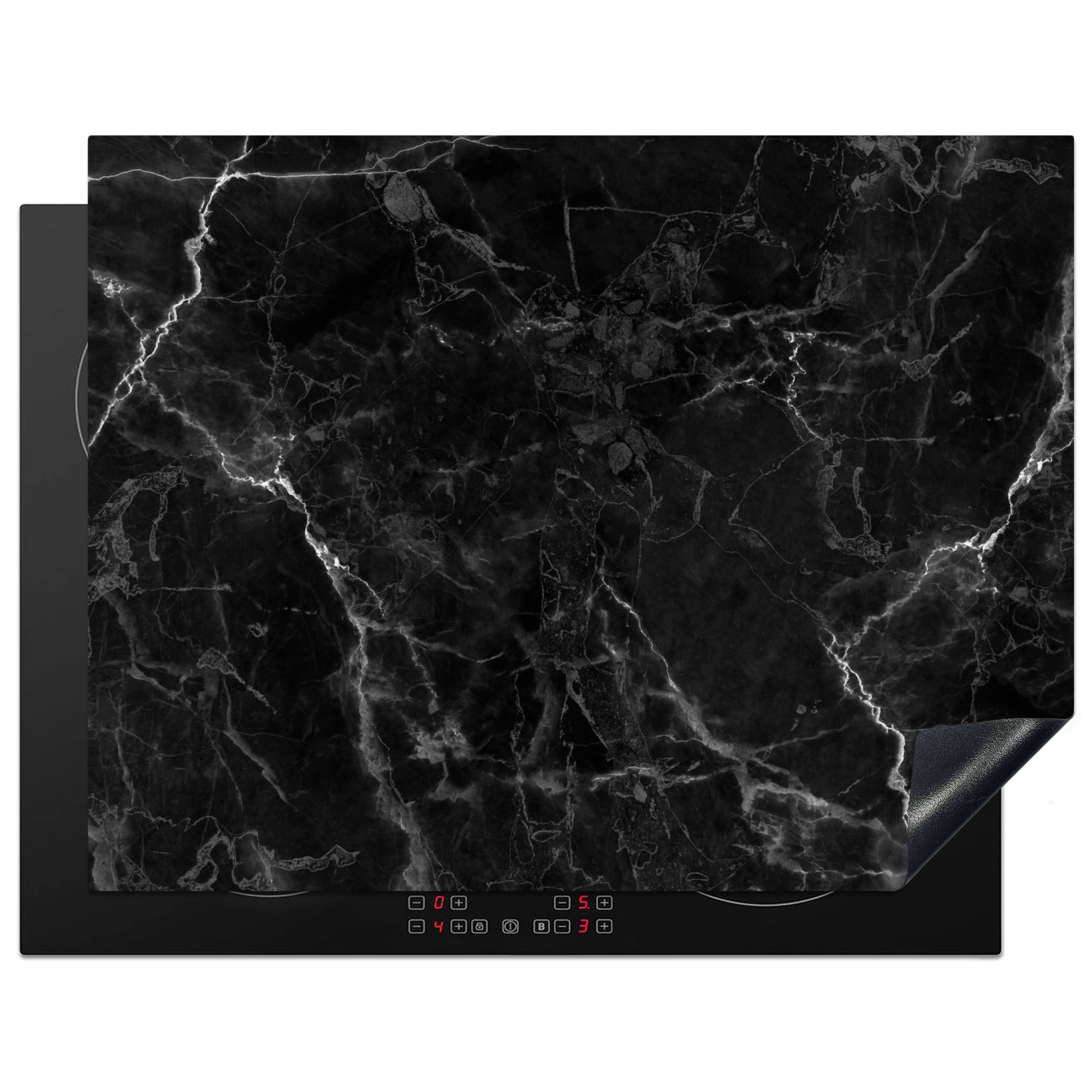 PROTÈGE-PLAQUE, PLAQUE DE CUISSON, CÉRAMIQUE Marbre - Noir - Blanc ...